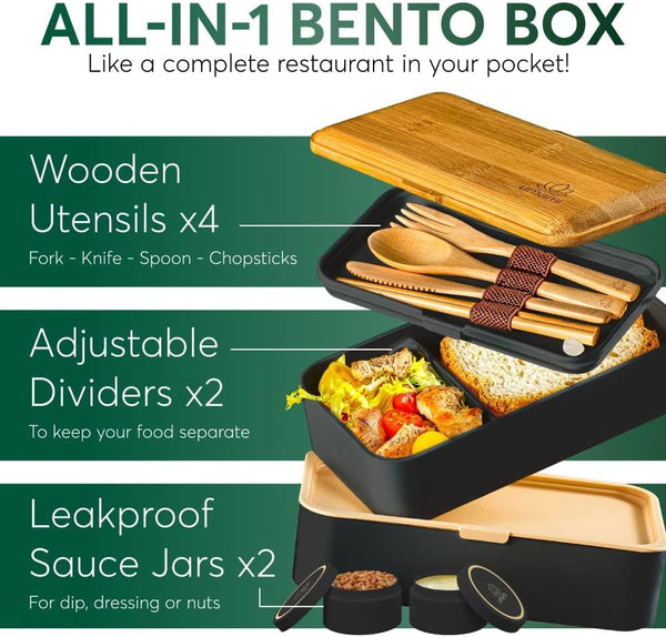 Boîte Bento Originale Noir et Beige – Umami Bentos