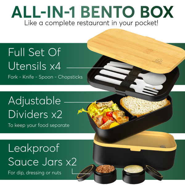 Original Bento Box XXL Black & Bamboo – Umami Bentos