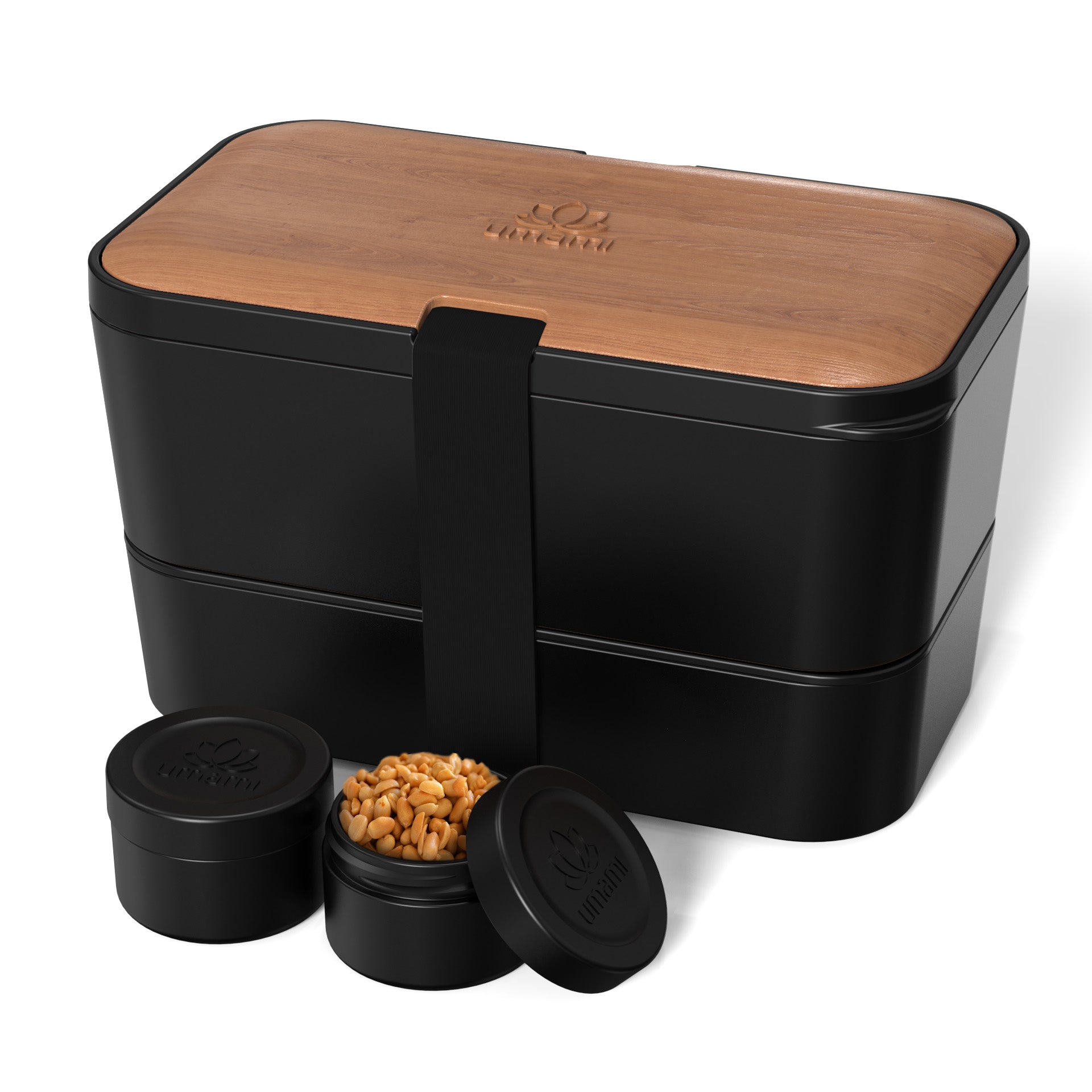 Premium Nestable Bento Box Walnut Black (51 oz) – Umami Bentos