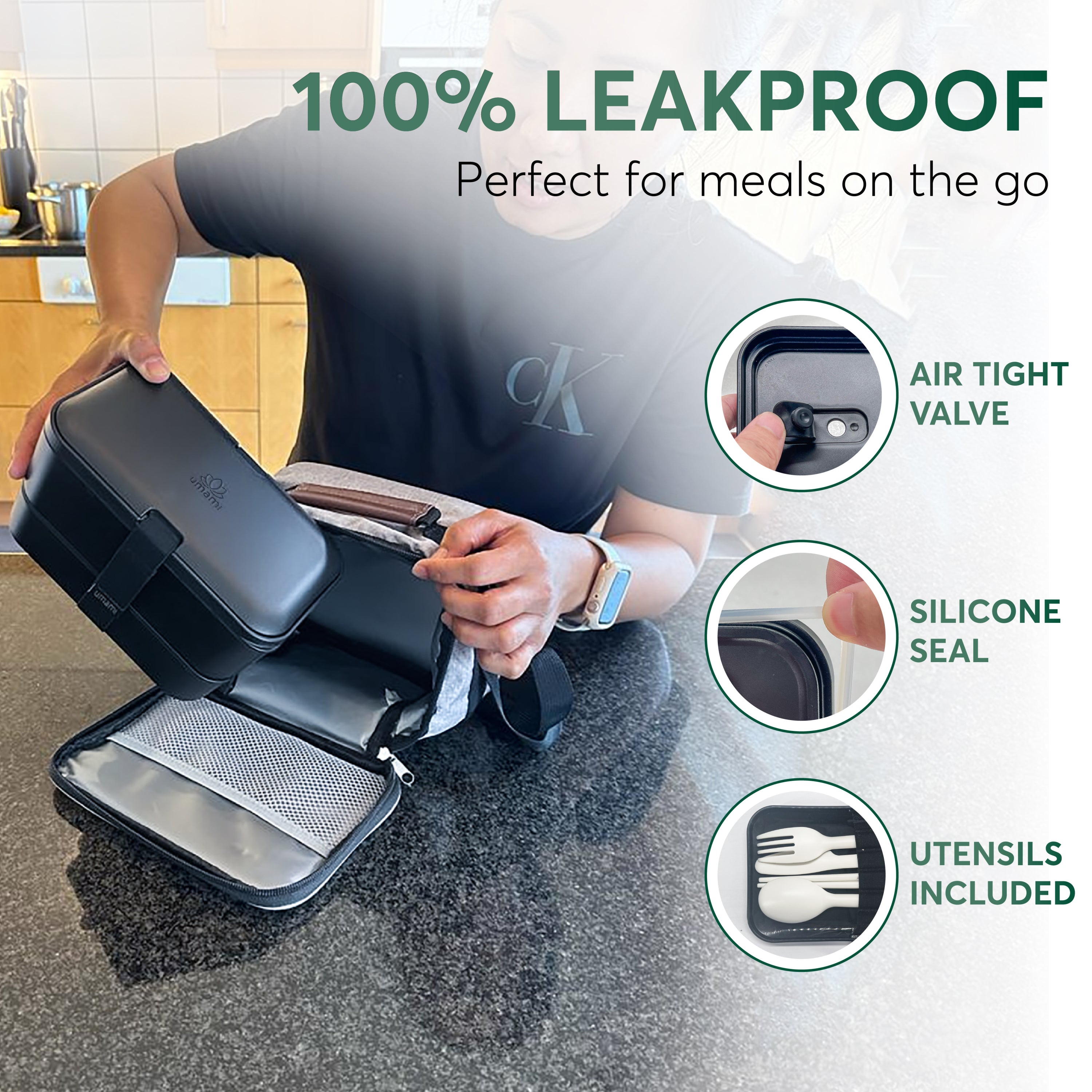 Premium Nestable Bento Box Sapele Black (51 oz) – Umami Bentos