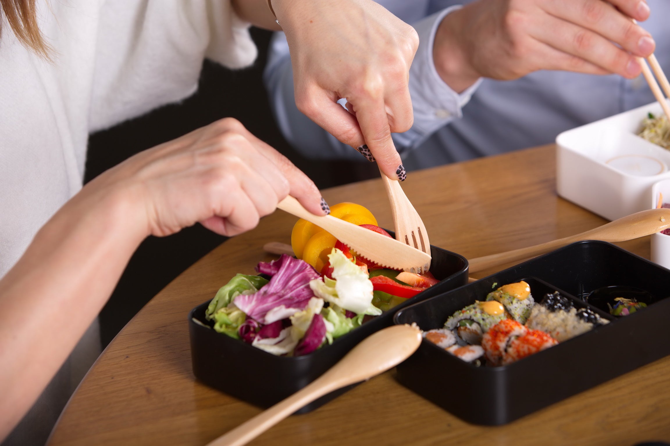 Original Bento Box Wood Black & Bamboo – Umami Bentos